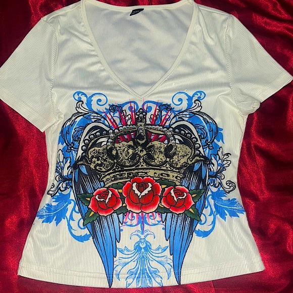 SHEIN | Tops | Y2k V Neck Tee | Poshmark